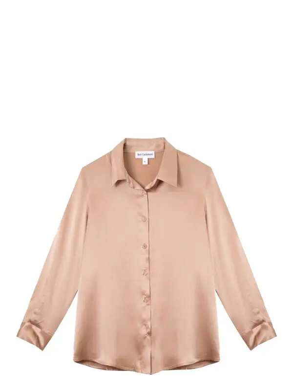 BEL CASHMERE Diana Silk Blouse In Latte - Brown