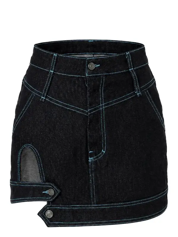 GAO REPUBLIC Mini Skirt Cut-out Denim Indigo - Blue