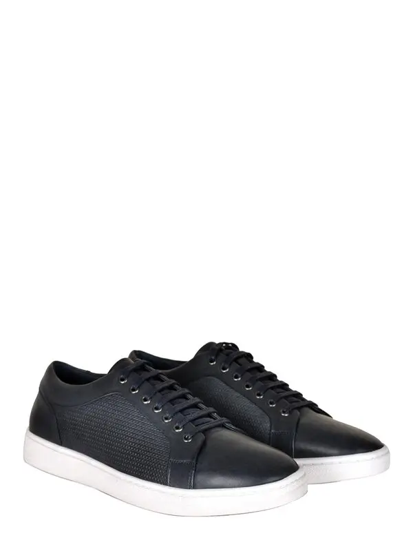 DAVID WEJ Bradford Leather Sneakers- Navy - Blue