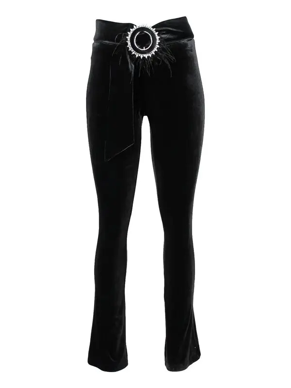 LALIPOP DESIGN Velvet Trousers With Belt - Black