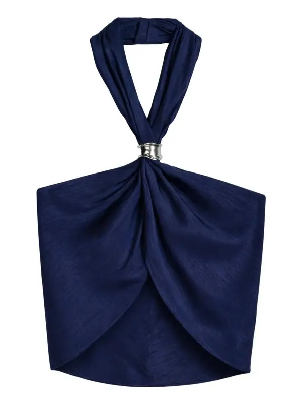 NOCTURNE Embellished Halter-neck Bustier Top - Blue