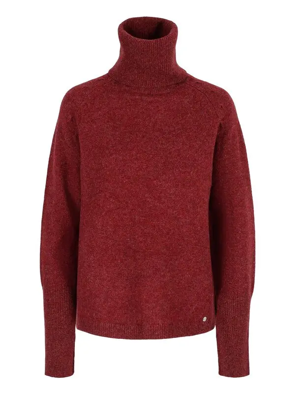 TIRILLM Cosy" Chunky Turtle Neck Pullover Wine Melange - Red