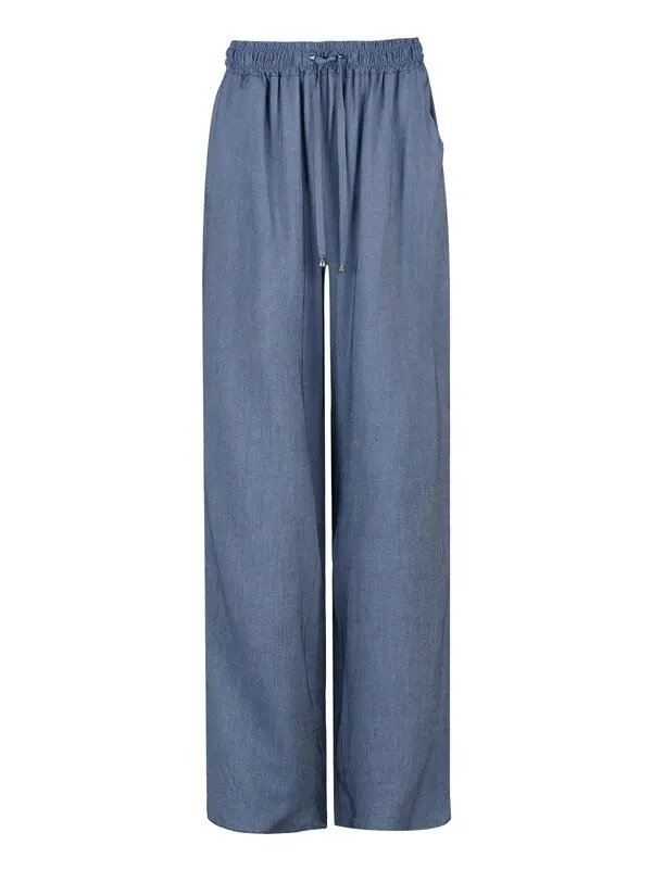 CONQUISTA Denim Style Wide Leg Pants - Blue