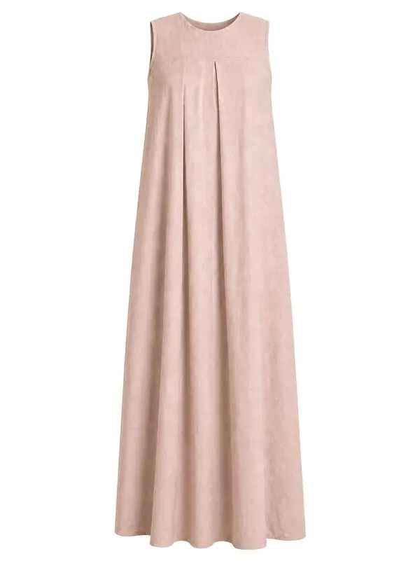 NIKKA PLACE Summer Linen Sleeveless Beach Dress In Peach Color - Pink