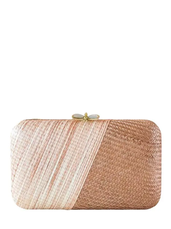 Likhâ Coral Kimono Clutch Purse With Mother-of-pearl Butterfly Clasp - Orange