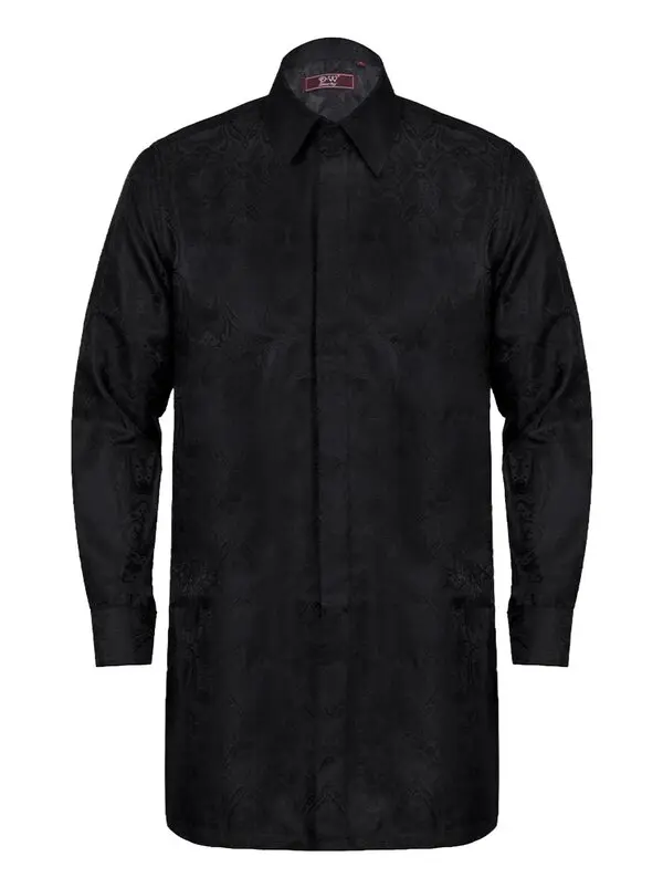 DAVID WEJ Kensington Floral Jacquard Tunic Shirt - Black