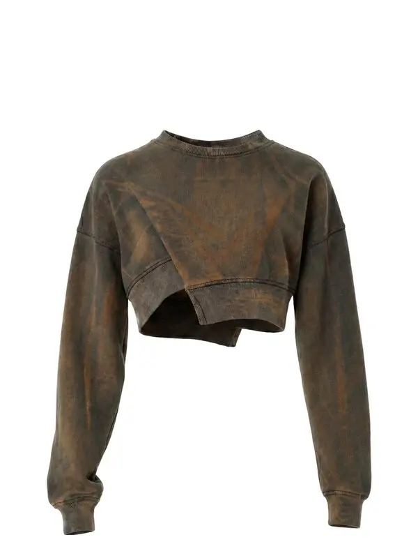 GAO REPUBLIC Neutrals Sweatshirt Cropped With Asymmetric Hem Jersey Acid - Brown