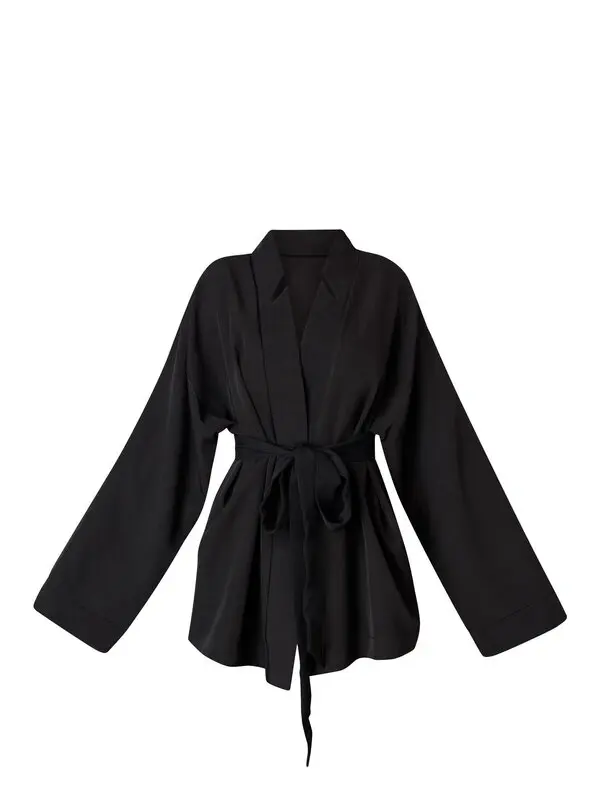 LIA ARAM Fluid Wrap Blazer - Black