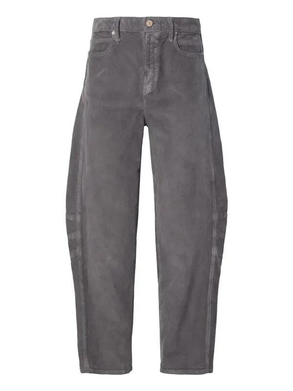 NOEND Ava Flutter Slung Fit Corduroy Trousers - Grey