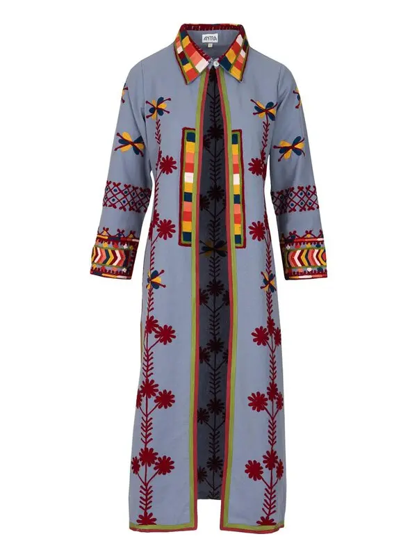 ANTRA DESIGNS The Steel Aztec Coat - Blue