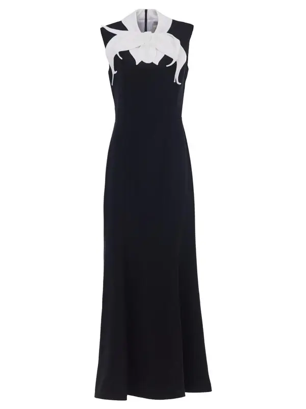 JULIA ALLERT Evening Maxi Dress With Floral Neckline - Black