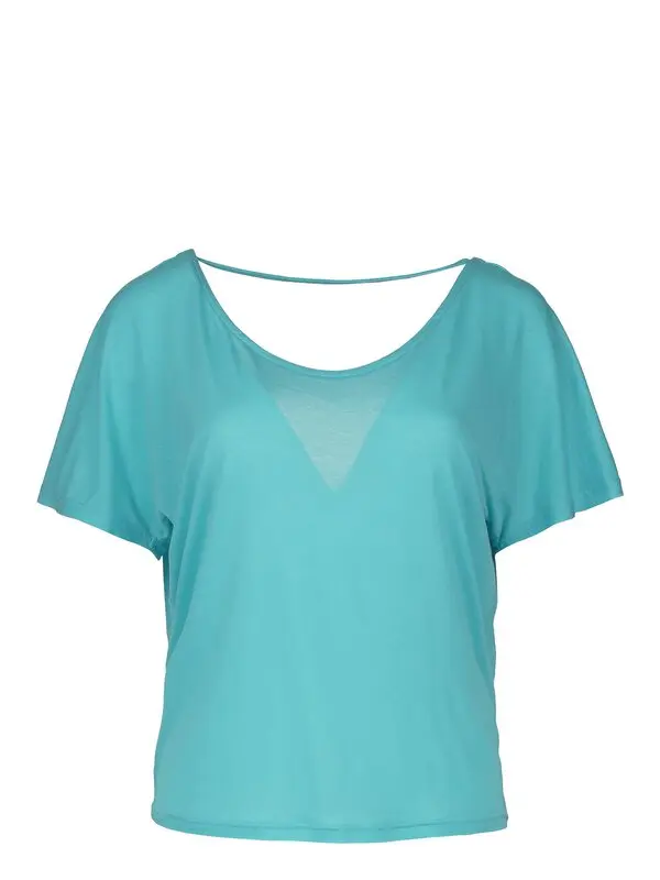 CONQUISTA Turquoise Drape Back Top - Blue