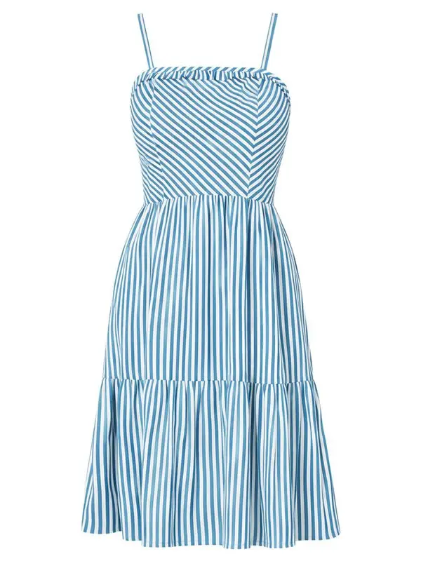 YUMI Stripe Cotton Mini Sun Dress - Blue
