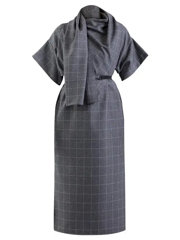 MEEM LABEL Dexter Grid Dress - Grey