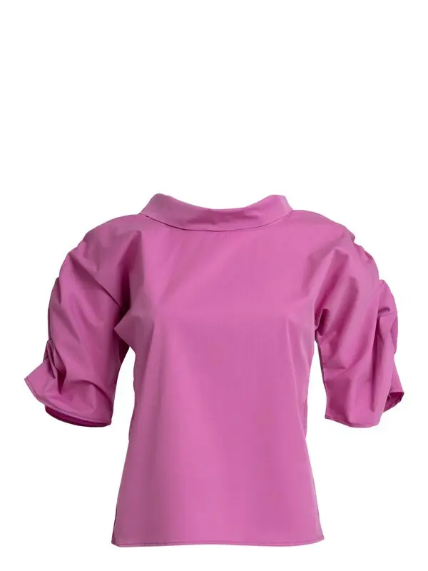 BIANCA POPP Puff Blouse With Collar In Cotton Mix - Pink