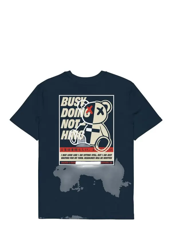 ANCHOR & CREW Navy Four Busy Doing Nothing Editions Organic Cotton T-shirt - Blue