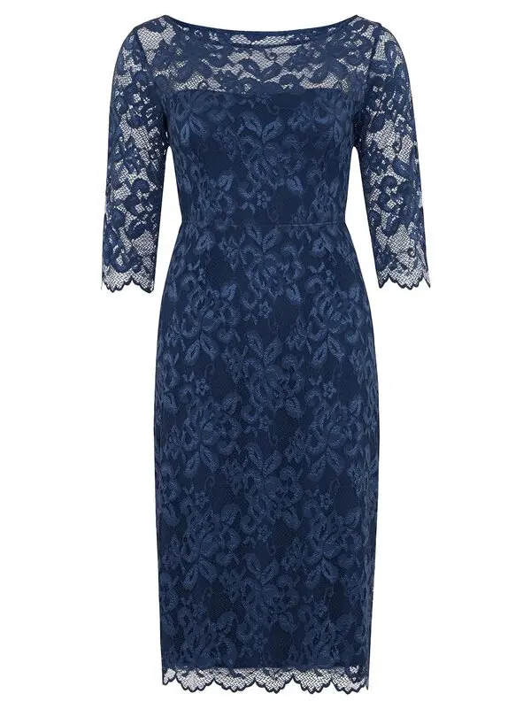 ALIE STREET LONDON Lila Lace Dress In Navy - Blue