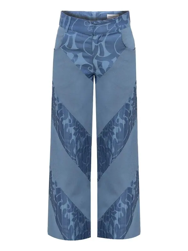 GUILLAUME ALEXANDRE High Waisted Contrast Panel Trousers - Blue