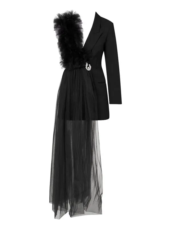 LIA ARAM Blazer With A Deconstructed Twist - Black