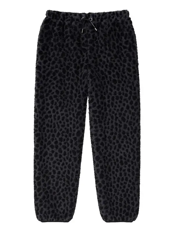Éclectique Black Leopard Fleece Pants - Grey