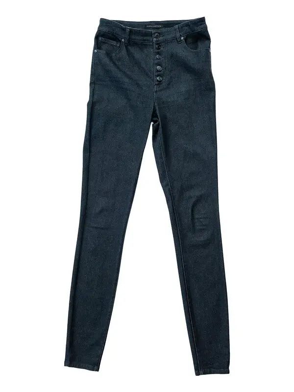CIRCULAR PATH Button Fly Skinny Jean Tall - Black