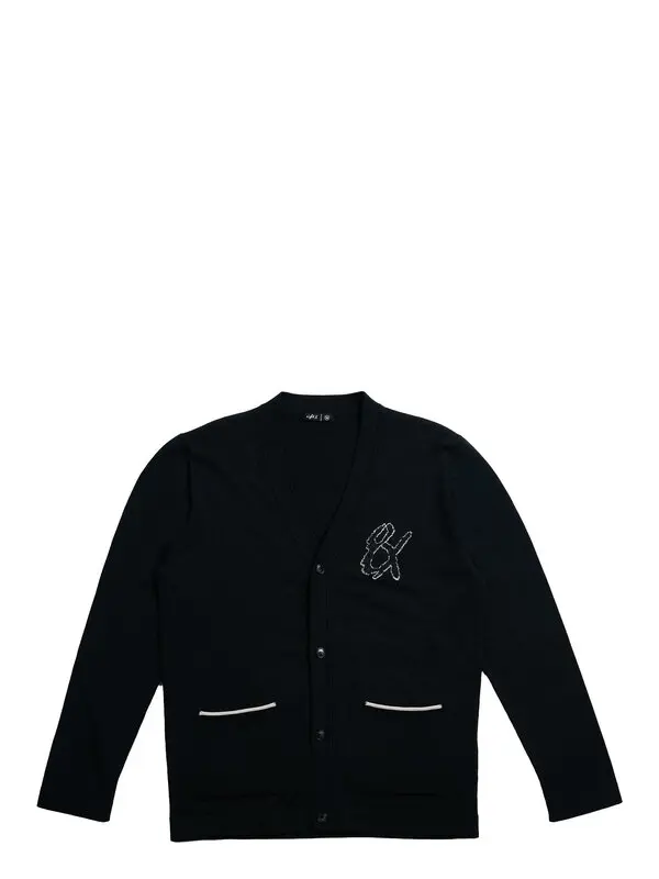 EIGHT X Varsity Knit Long Sleeve Button-up Cardigan - Blue
