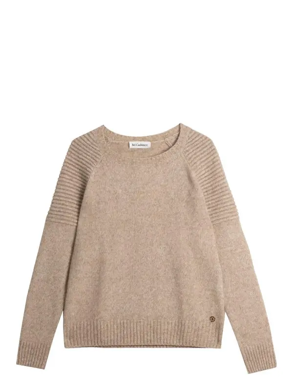 BEL CASHMERE Neutrals Motorbiker Cashmere Sweater Jaspe - Beige