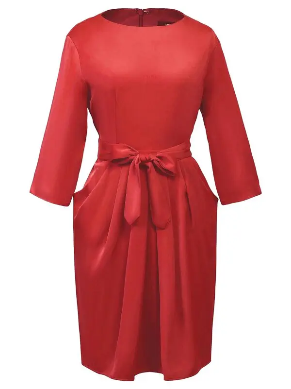 SMART AND JOY Pegged Dress With Pleats - Red
