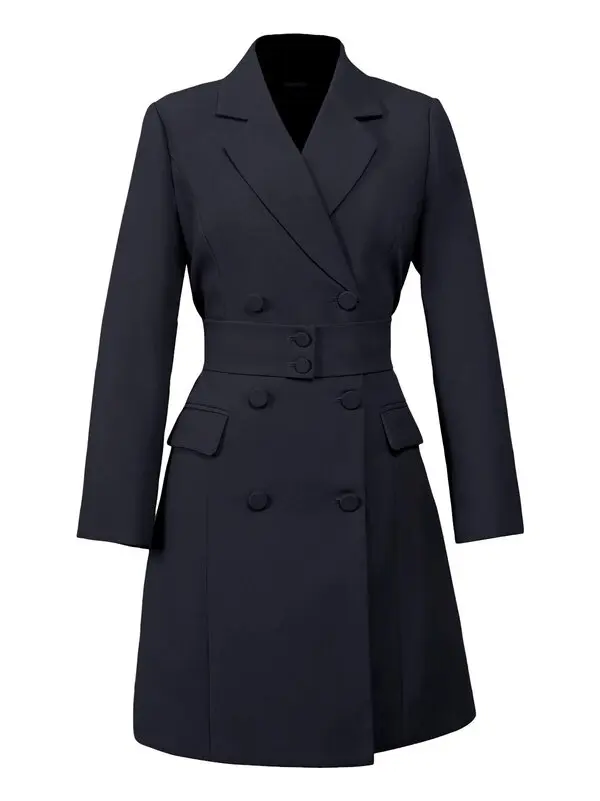 SMART AND JOY Belted Tailor Coat Navy - Blue
