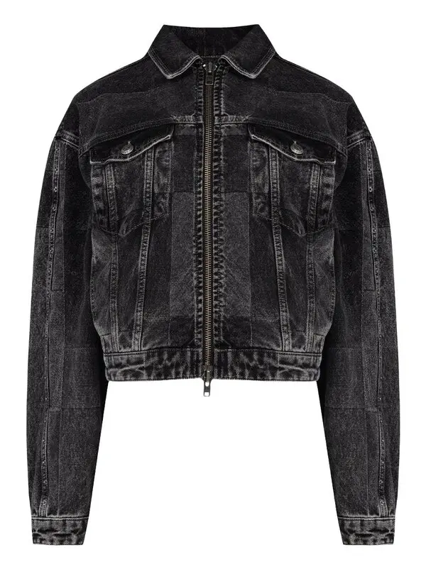 PCFG Black / Grey Your Itch Colorblocked Denim Jacket Jet Black - Black/grey