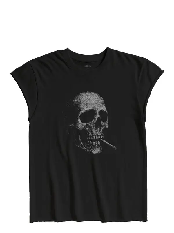 OTHER UK Smoking Skull Rocker Tee - Black