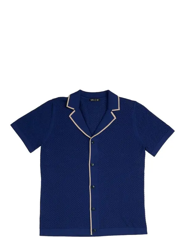 EIGHT X Essential Crochet Button Up Shirt - Blue