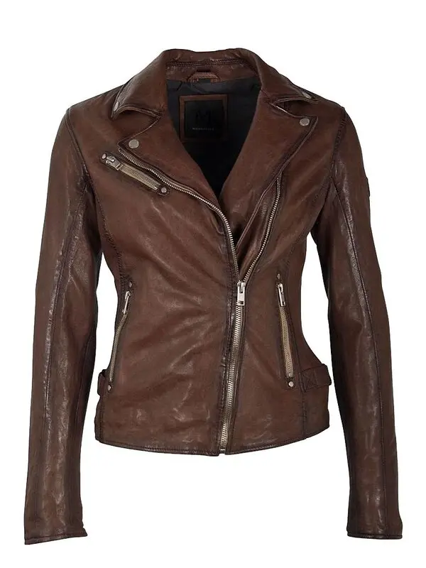 Mauritius Moto Leather Jacket Sofia - Brown