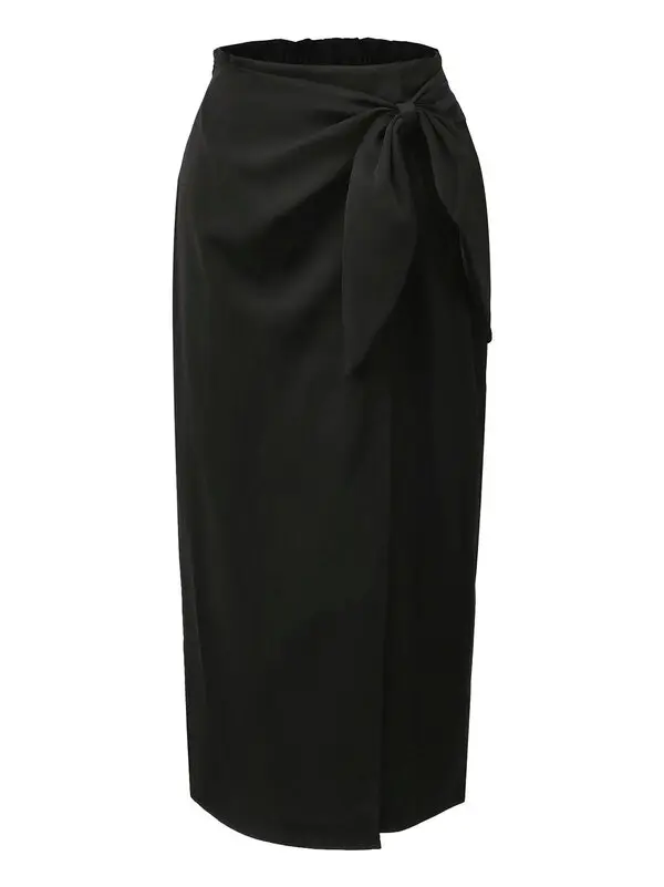SMART AND JOY Wrap Skirt Tied On Side - Black