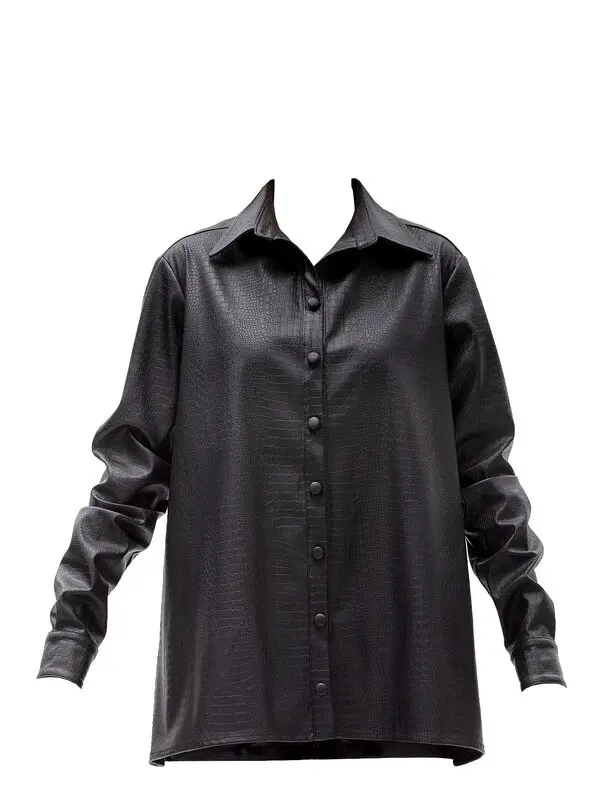 MAISON BOGOMIL Textured Faux Leather Trapeze Shirt - Black