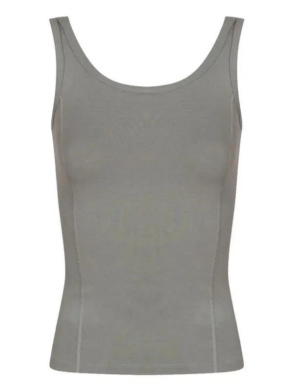 THE KOOZY Jasmin Square Neck Vest In Pima Cotton In Olive - Green