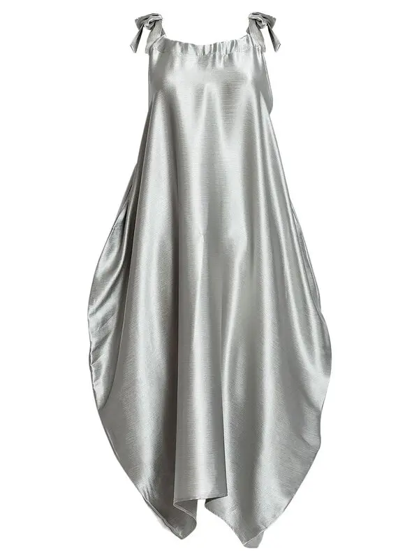BIANCA POPP Semi-balloon Dress With Ribbon Ties - Silver