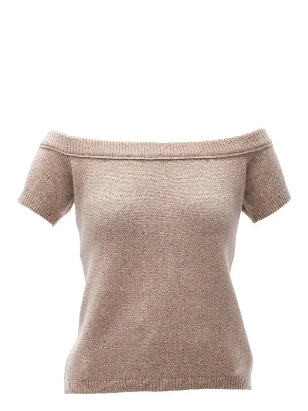 MAISON BOGOMIL Off Shoulder Fine Knit Blouse - Brown
