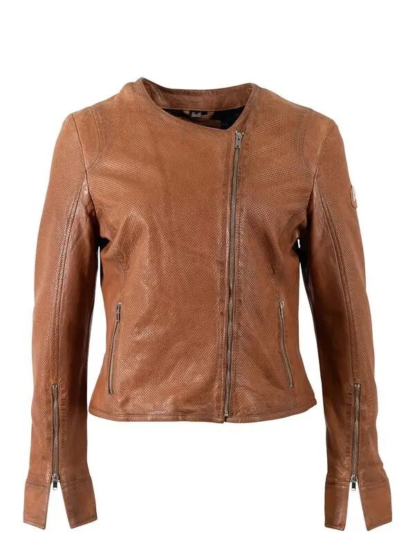 Mauritius Perforated Leather Jacket Athena - Brown