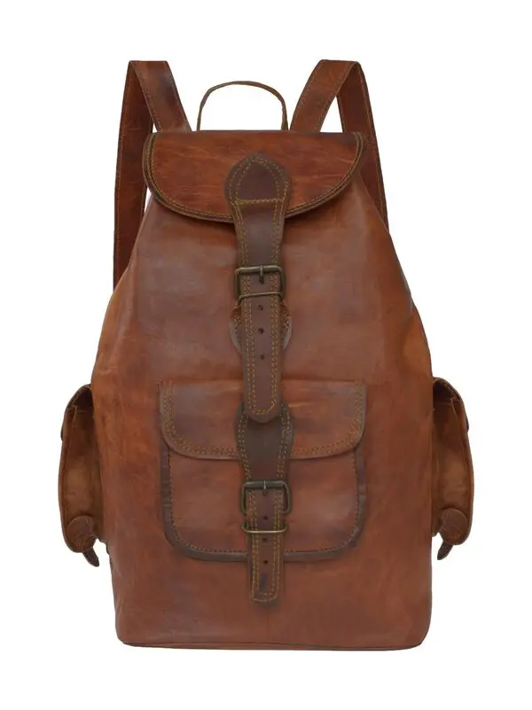 VIDA VIDA Vida Vintage Classic Leather Backpack Medium - Brown