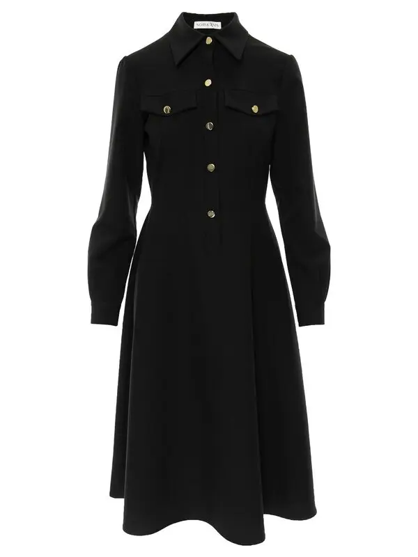 NORIA ANIS Harriet Midi Shirt Dress - Black
