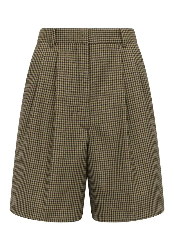TRIONA Houndstooth Doireann Shorts - Green
