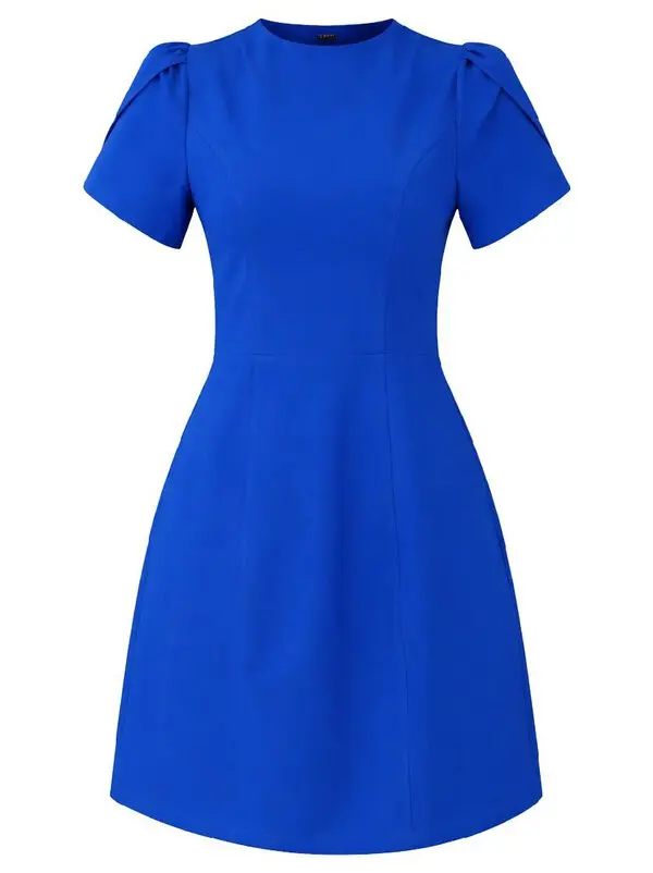 GIRL IN MIND Ami Tulip Sleeve High Neck Mini Dress Cobalt - Blue