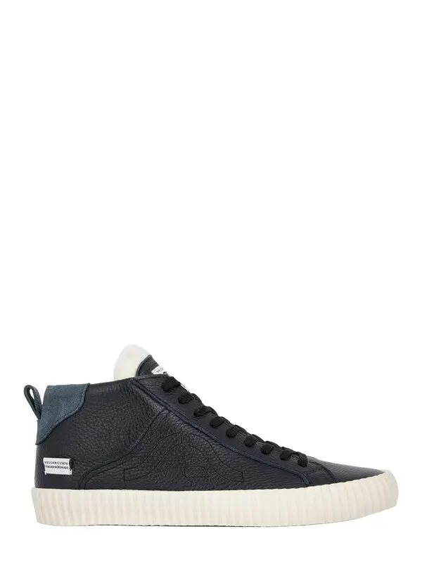 SPRINGA | UNIQUE VULCANIZED SNEAKERS ITALIAN HANDMADE Wavy Leather High Top Sneakers - Black