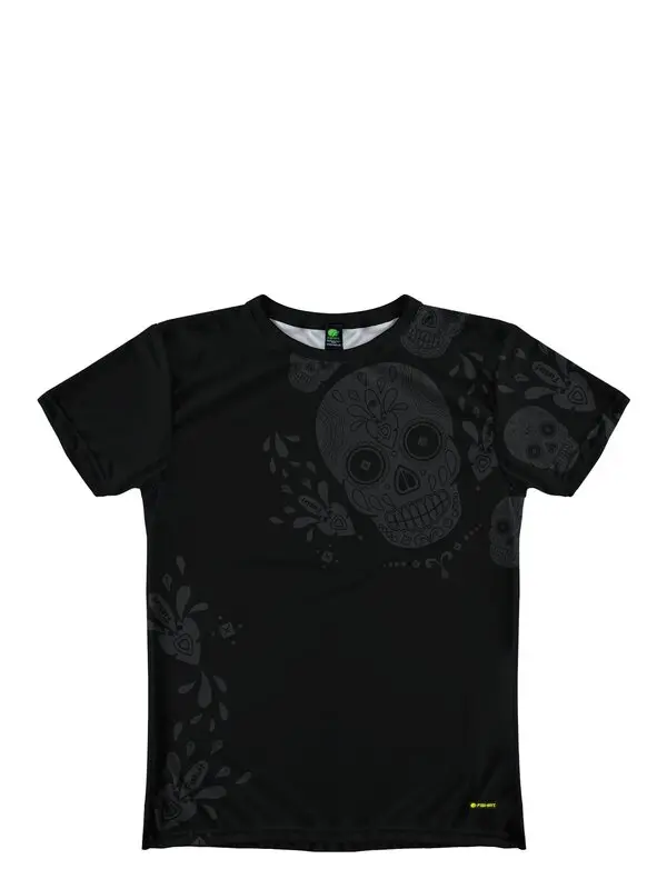 FISHIRT T-shirt Sport Mexican Skull Graphic Flatmuertos - Black