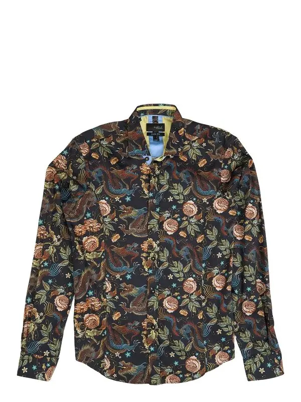 EIGHT X Imperial Dragon Tapestry Button Down Shirt - Black