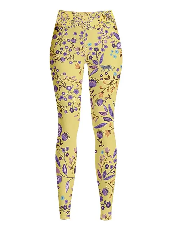 JESSIE ZHAO NEW YORK High Waist Yoga Leggings In Garden - Yellow