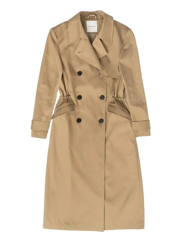 LAELEN Neutrals Pure Cotton Double Breasted Trench Coat - Beige