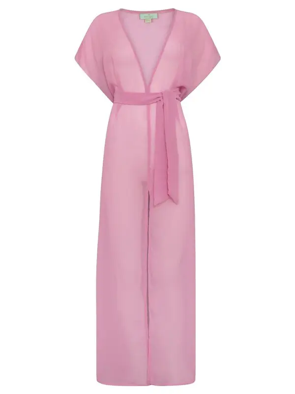 LEYLA MAYA Sophia Sheer Long Beach Dress Rose Breeze - Pink