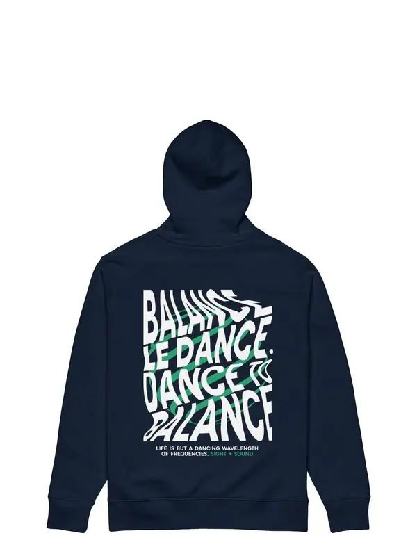 ANCHOR & CREW Navy Balance Le Dance Disco! Organic Cotton Embroidered Heavyweight Hoodie - Blue
